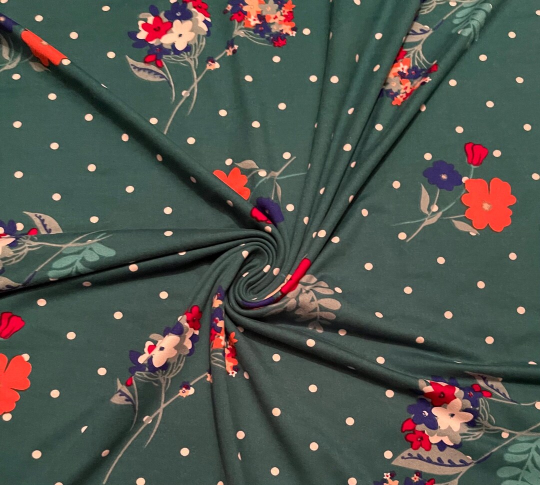Stretch Knit Soft Brushed Knit Fabric Floral Dots Pattern 1-1/2 Yard - Etsy