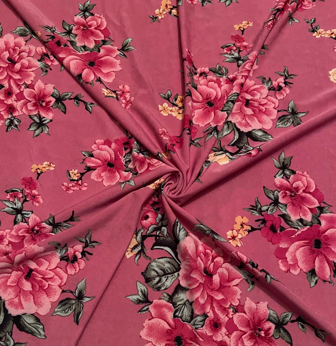 Stretch Polyester ITY Knit Floral Print 2 Yards - Etsy