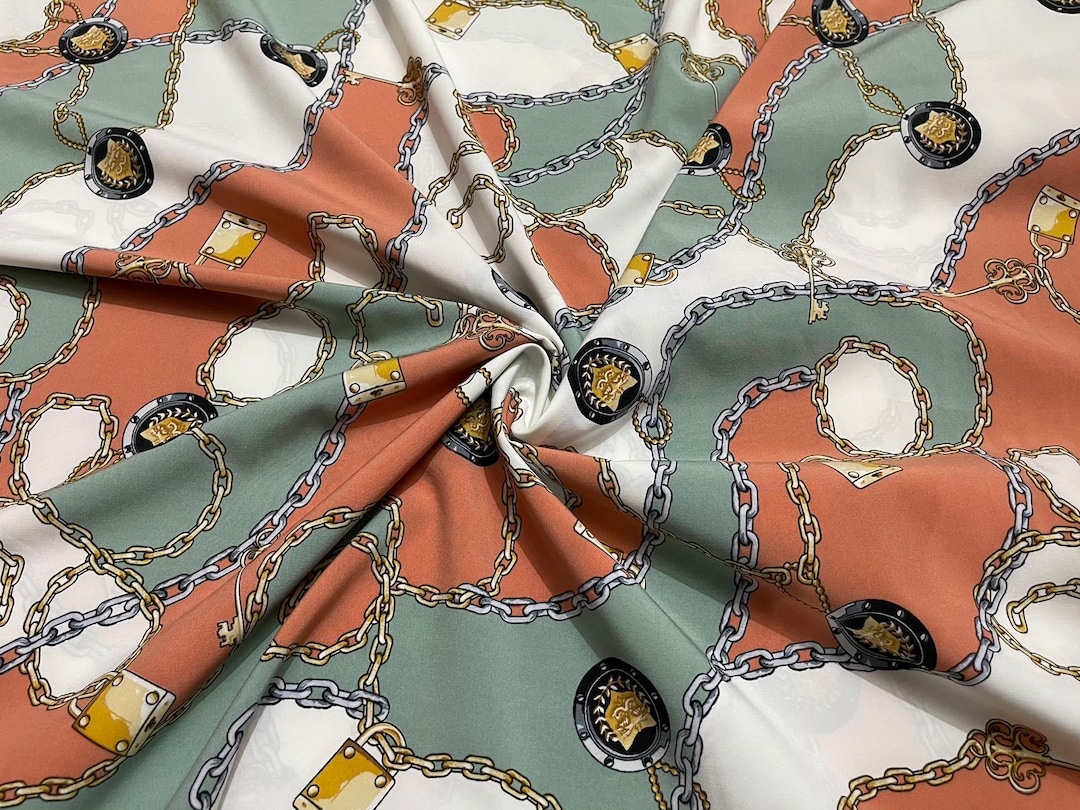 Polyester Woven Print Fabric Modern Chains Pattern 2 Yards - Etsy