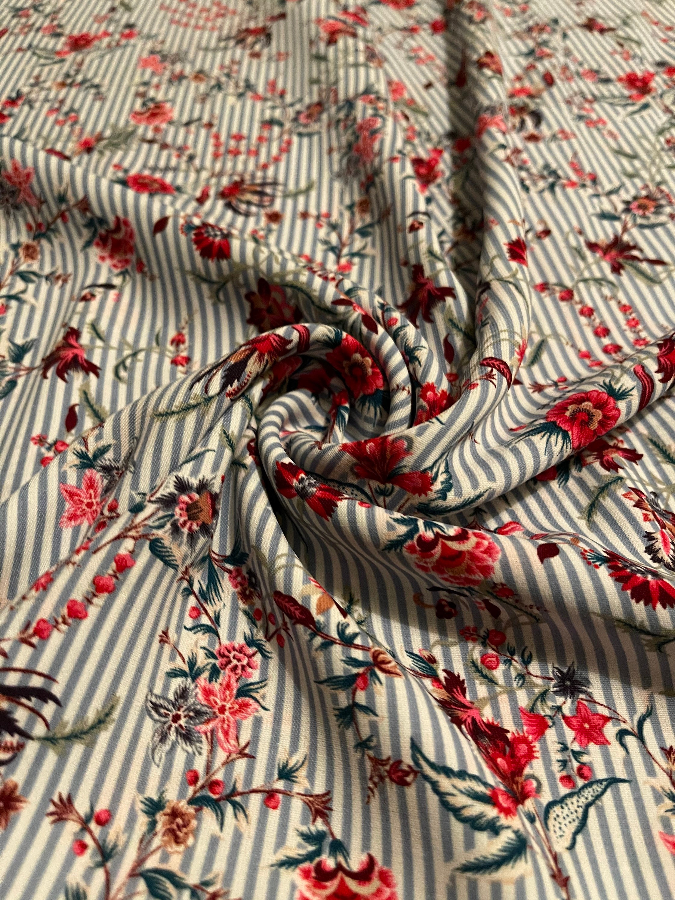 Woven Fabric Floral Stripes Pattern Non Stretch 2 Yards - Etsy