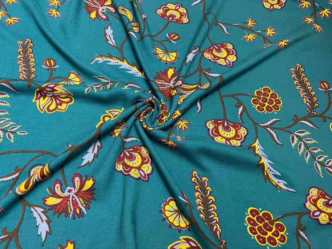 Rayon Crepe Challis Fabric Florals Print 2 Yards - Etsy