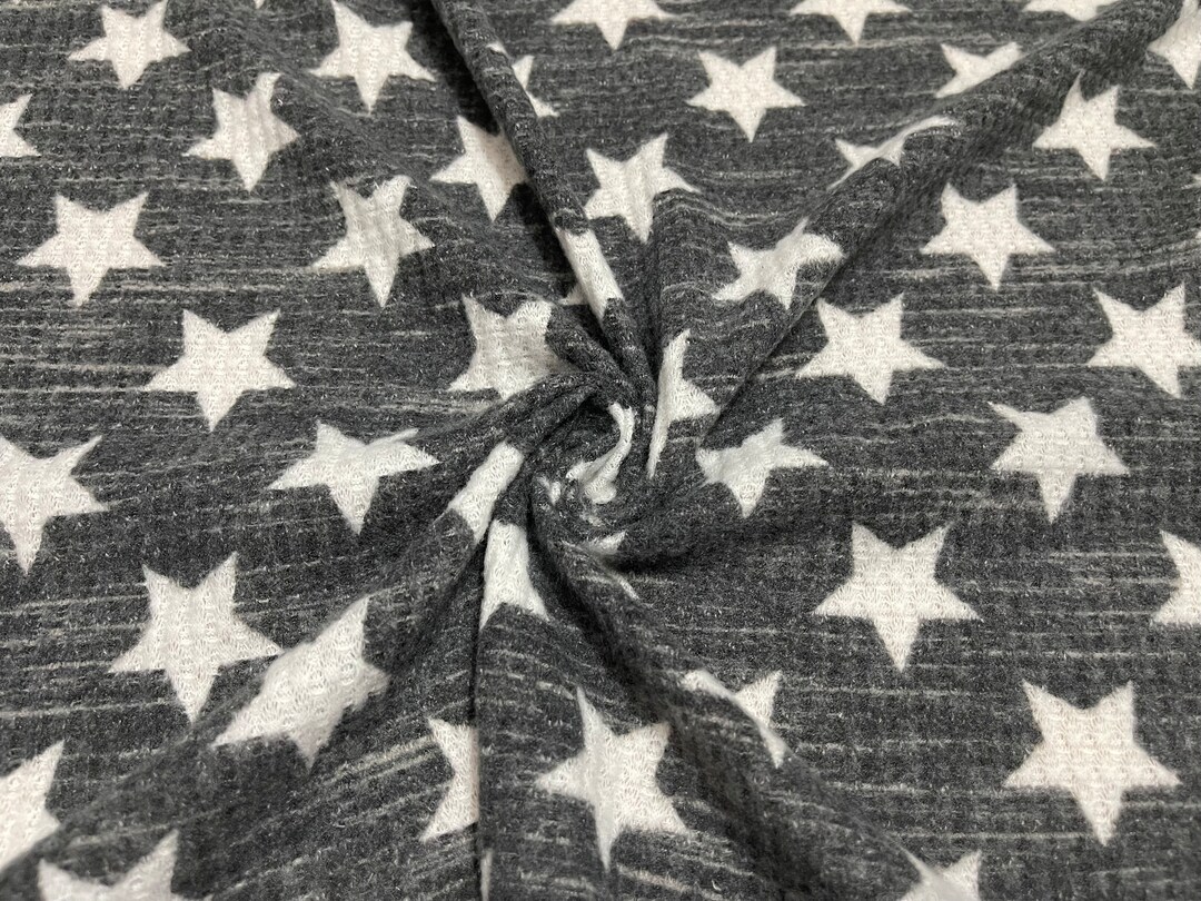 Brushed Waffle Weave Knit Fabric Stars Pattern 1 Yard - Etsy