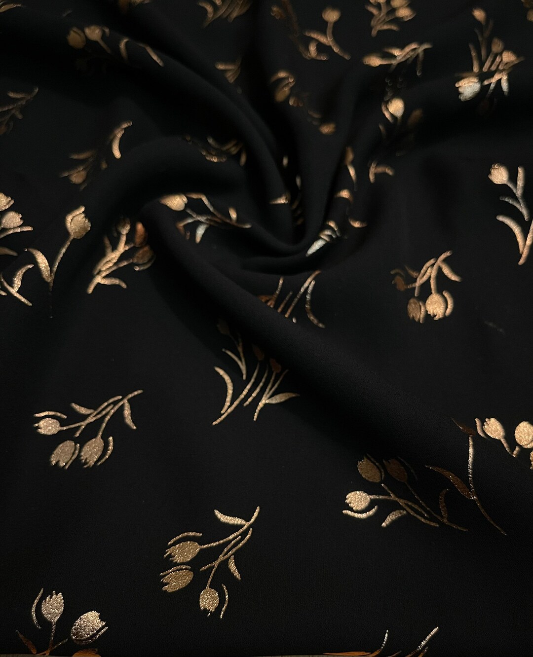 Wool Dobby Fabric Gold Foil Floral Pattern 2 Yards - Etsy