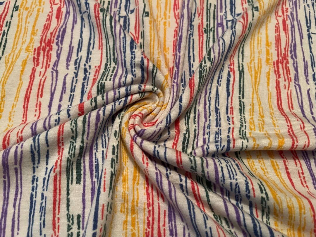 Stretch Knit Fabric Multi Color Stripe Print 1.5 Yards - Etsy