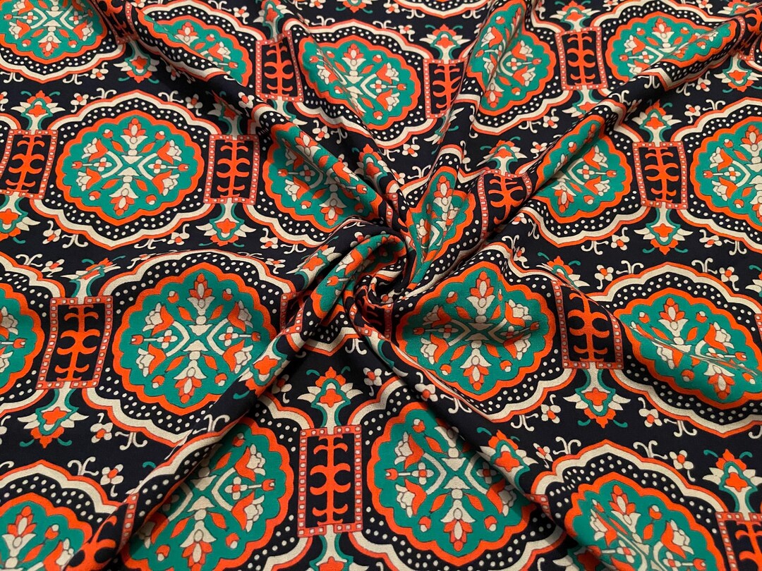 Rayon Challis Fabric Medallions Print 2 Yards - Etsy
