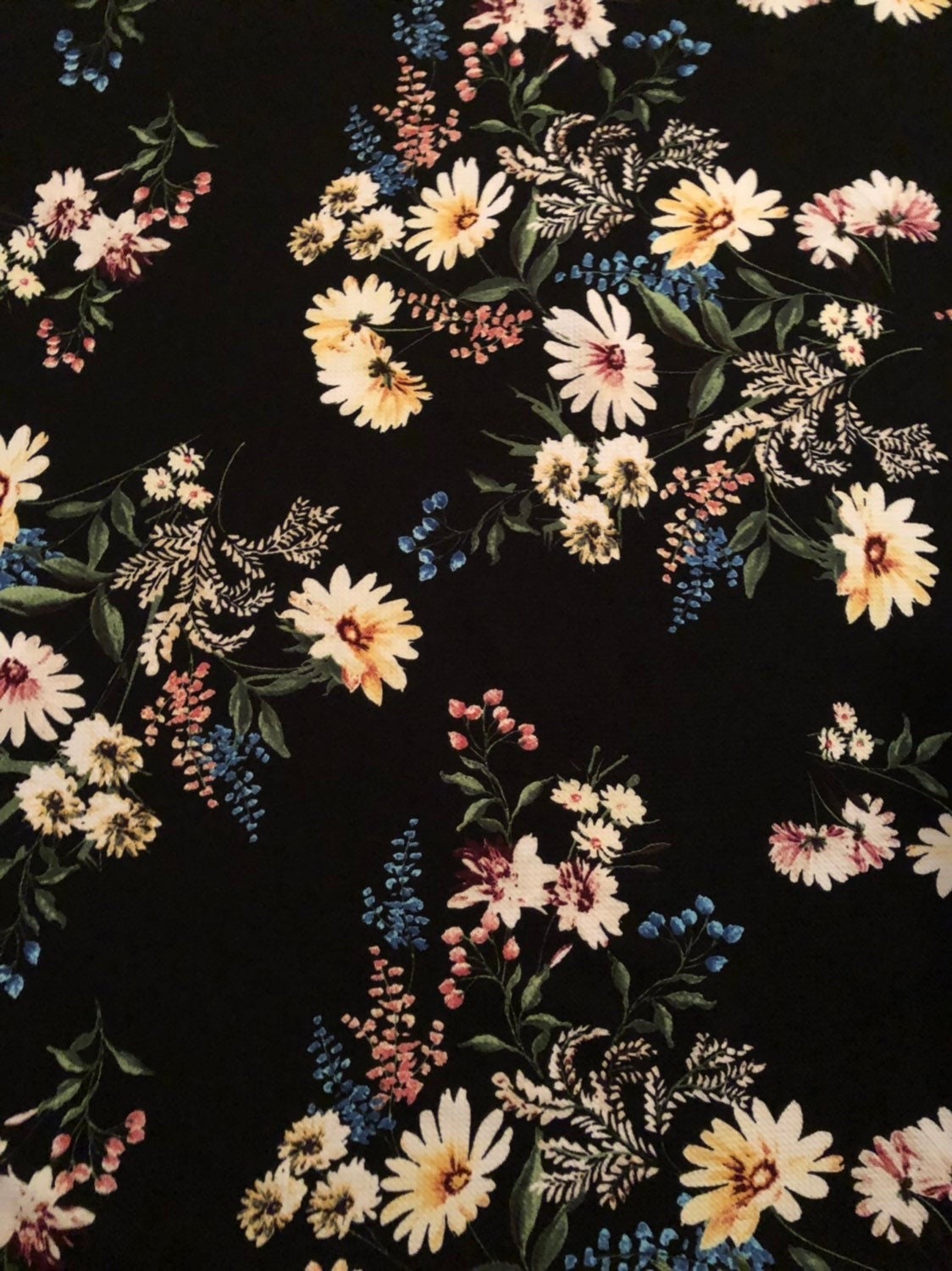 Stretch Liverpool Knit Fabric Floral Pattern 1 Yard | Etsy