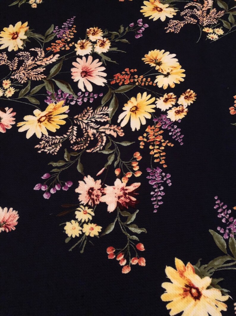Stretch Liverpool Knit Fabric Floral Pattern 1 Yard | Etsy