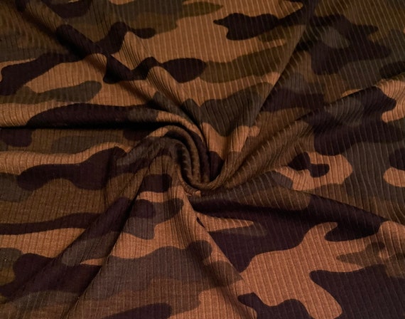 Knit Fabric Ribbed Knit Fabric Camo Print 1 Yard Etsy UK