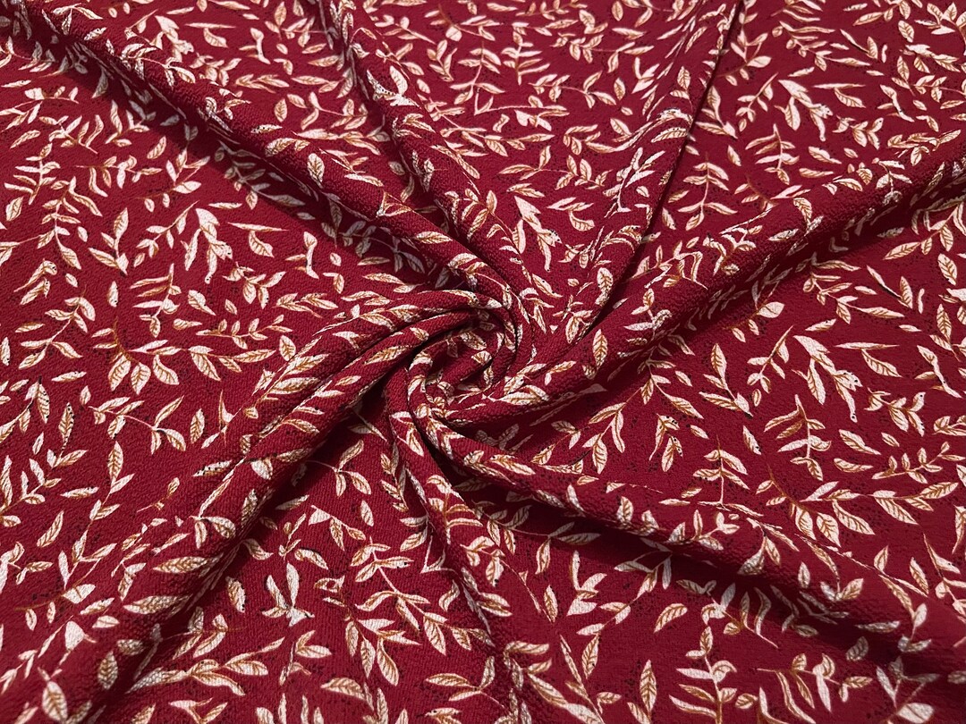 Bubble Crepe Fabric Tiny Leaves Print 2 Yards - Etsy