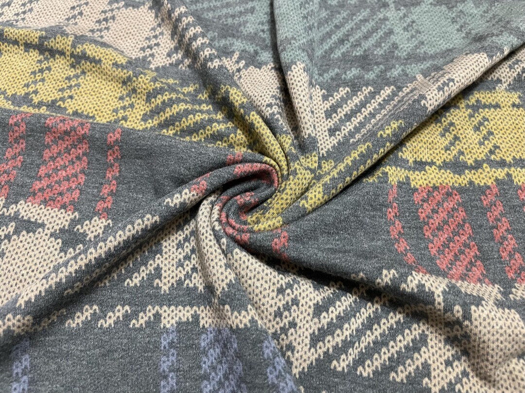 Brushed Hacci Knit Fabric Plaid Pattern 1 Yard - Etsy