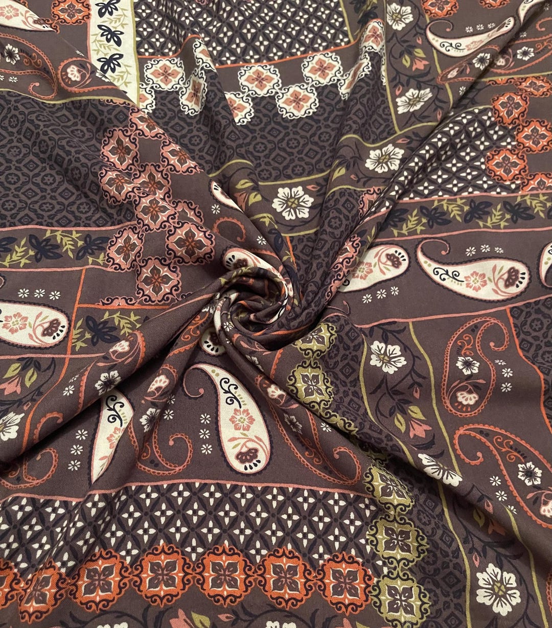 Rayon Challis Fabric BOHO Patchwork Pattern 2 Yards - Etsy