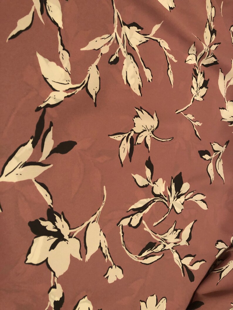 Wool Dobby Print Fabric Floral Silhouette Print 2 Yards | Etsy