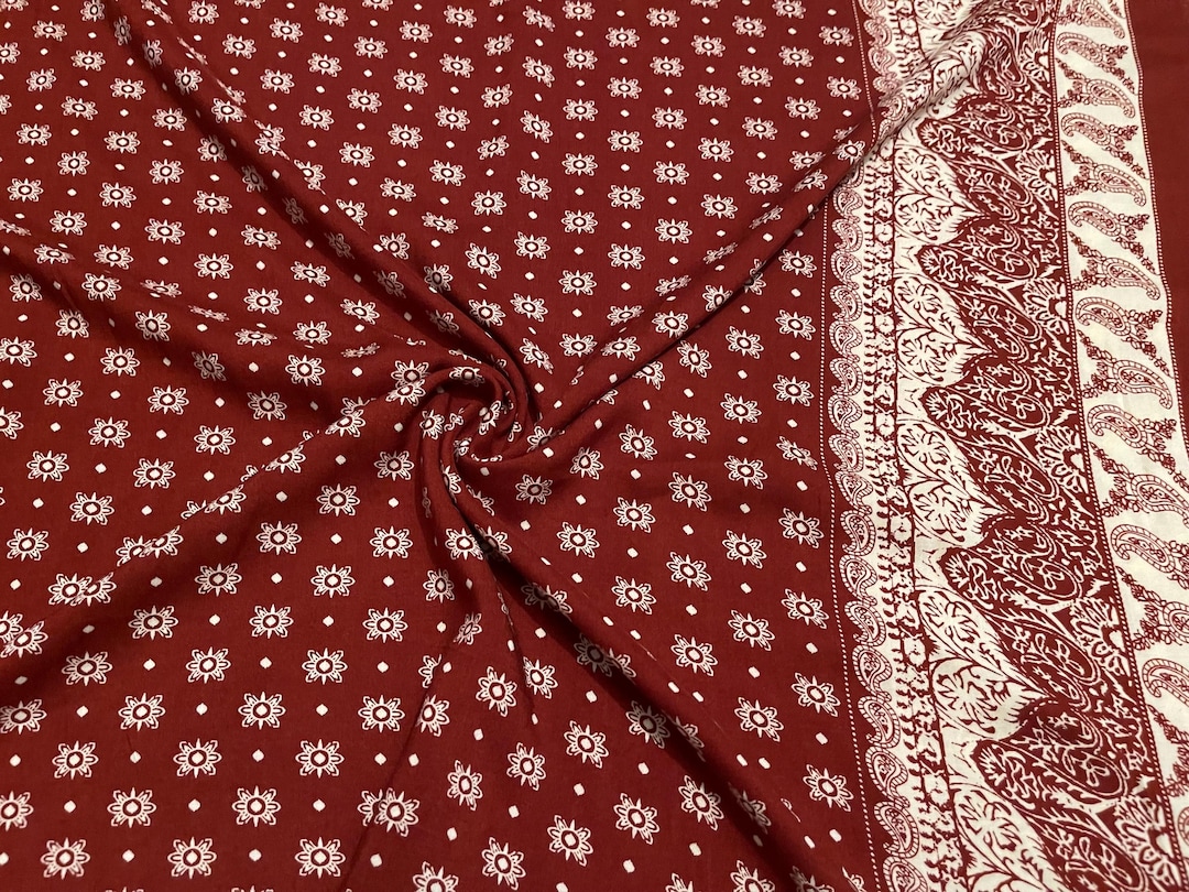 Rayon Challis Fabric Double Border Print 2 Yards - Etsy