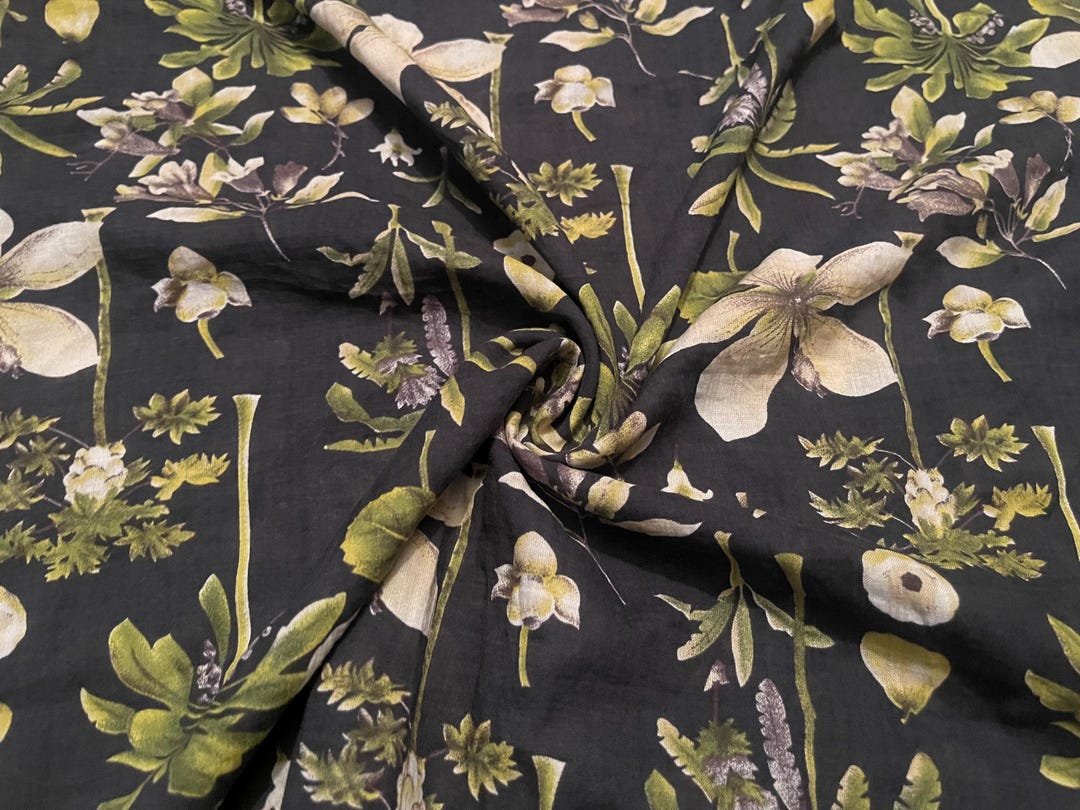 Cotton Gauze Fabric Floral Leaves Pattern 2 Yards - Etsy