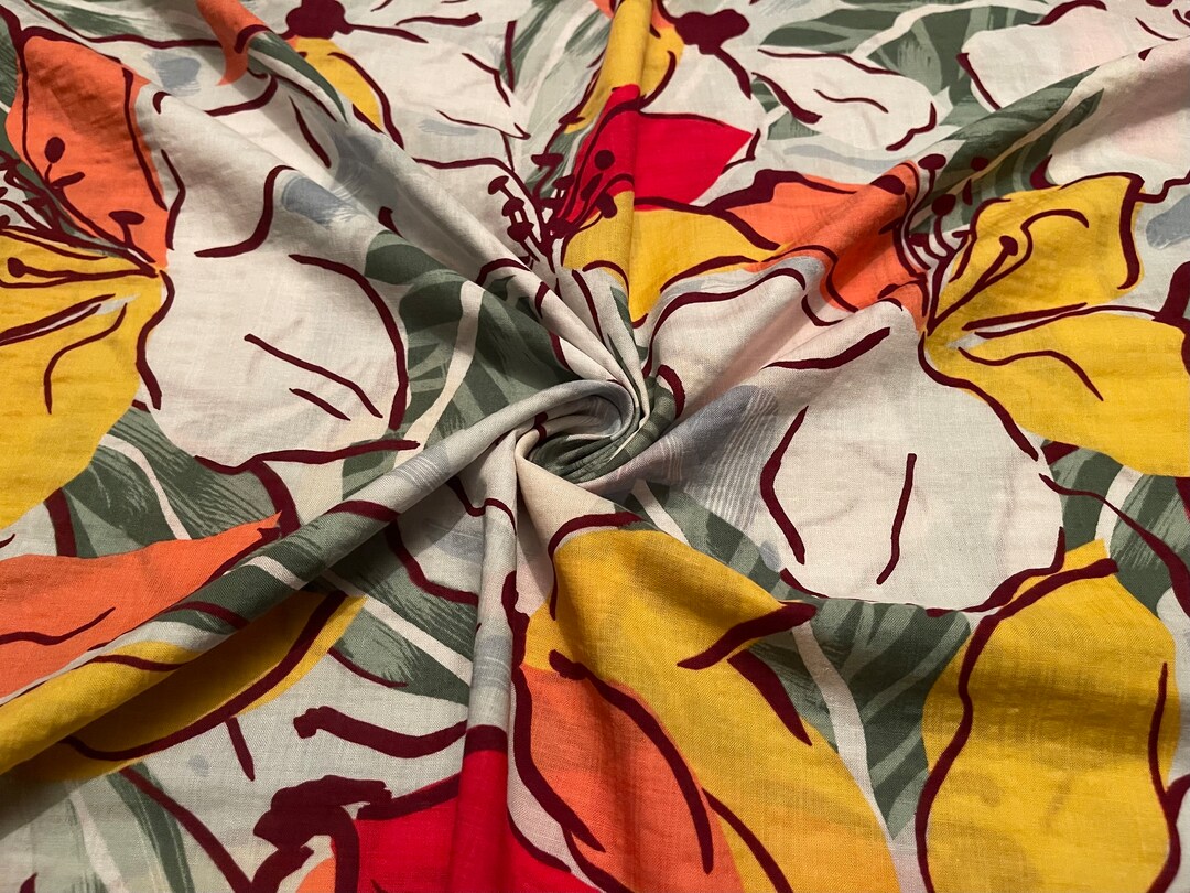 Cotton Gauze Fabric Floral Pattern 2-yards - Etsy
