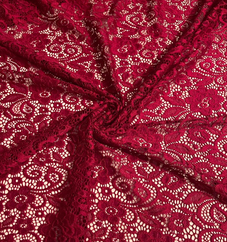 Stretch Lace Fabric Floral Scalloped Pattern 1 Yard - Etsy