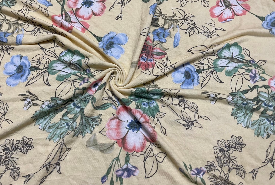 Stretch French Terry Knit Floral Pattern 1 Yard - Etsy