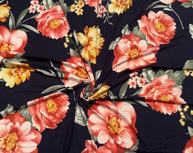Stretch Knit Soft Brushed Knit Fabric Floral Pattern 1-1/4 Yard - Etsy