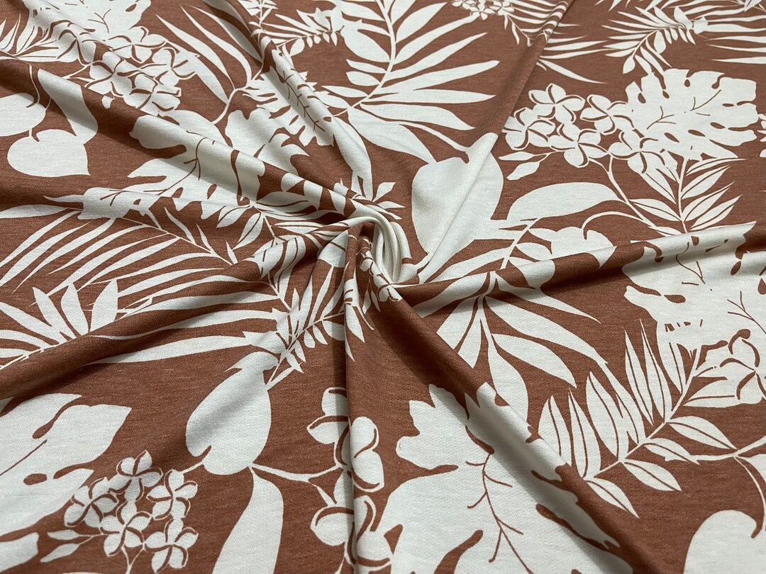 French Terry Knit Floral Leaves Pattern 1-yard - Etsy