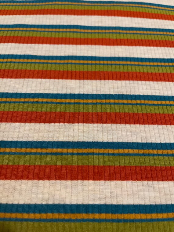 Knit Fabric Ribbed Knit Fabric Multi Color Stripes Print 1 Yard Etsy UK