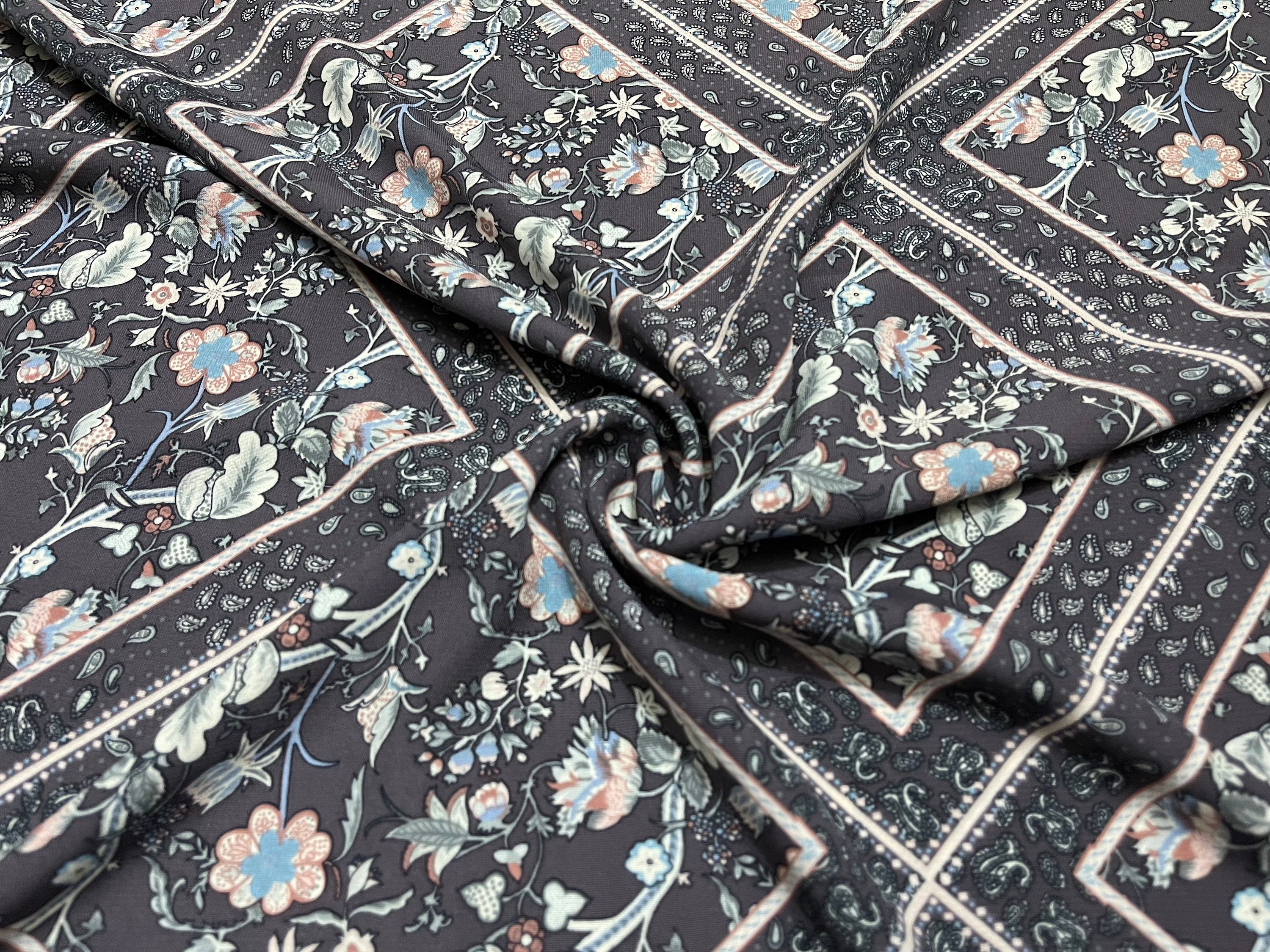 Polyester Woven Fabric Non Stretch Floral Pattern 2 Yards - Etsy