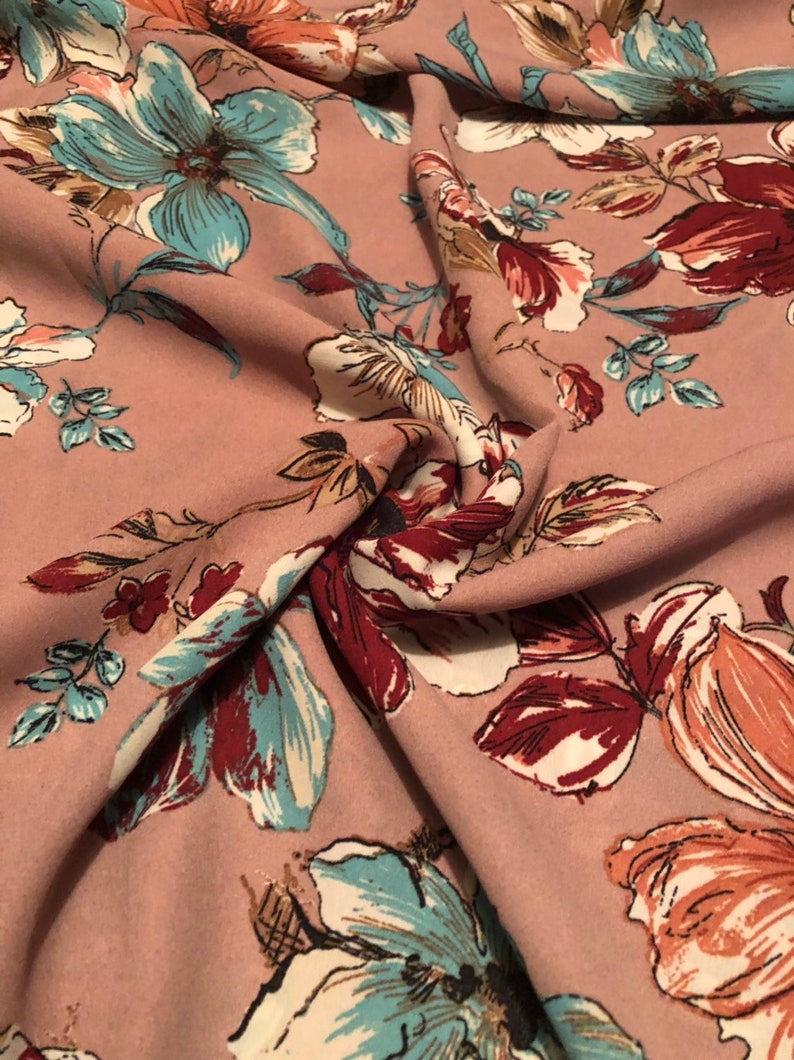 Wool Dobby Fabric Floral Print 2 Yards - Etsy