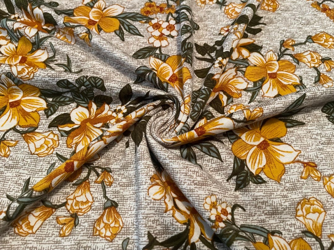 French Terry Knit Fabric Florals Pattern 1 Yard - Etsy