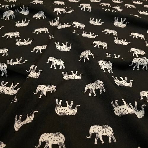 Wool Dobby Print Fabric Floral Silhouette Print 2 Yards - Etsy