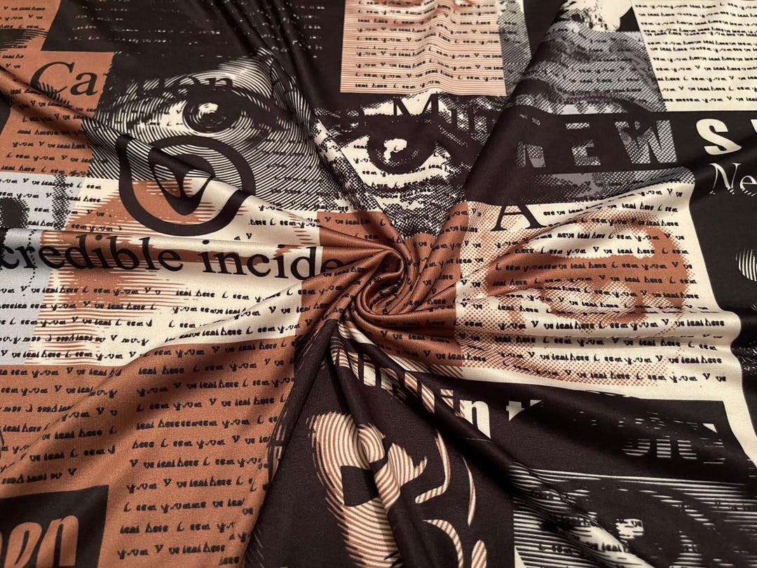 Stretch Polyester Knit Fabric Newspaper Collage Print - Etsy