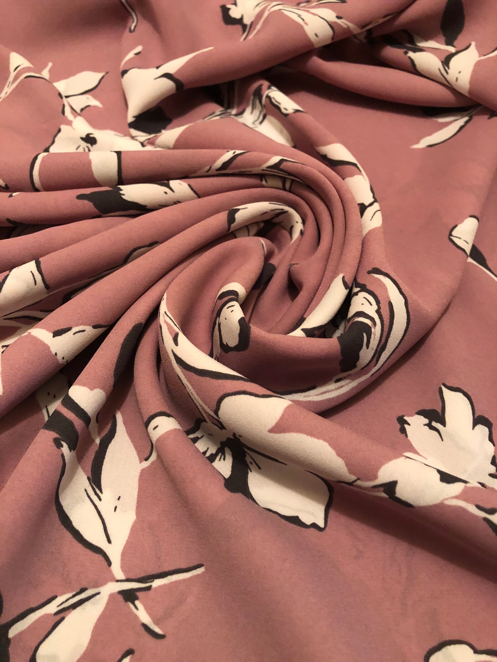 Wool Dobby Print Fabric Floral Silhouette Print 2 Yards - Etsy