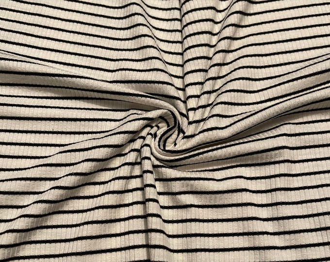 Knit Fabric: Stretch Ribbed Knit Fabric Mini Stripes 1-3/8 Yard - Etsy
