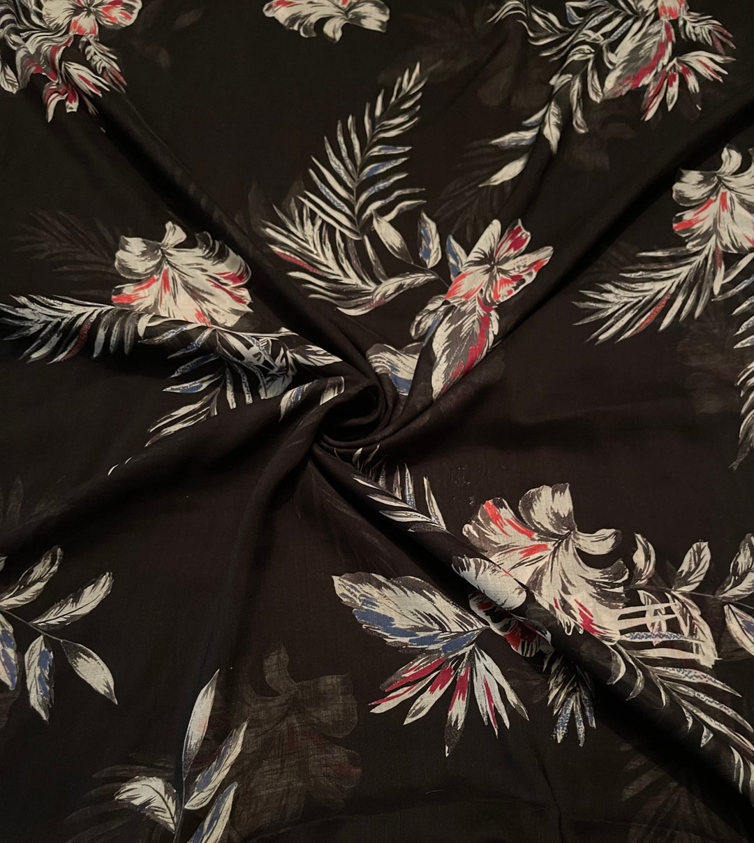 Gauze Fabric Floral Leaves Print 2-yards - Etsy