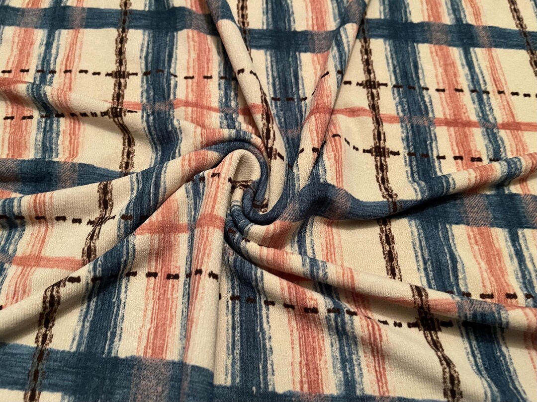Stretch Hacci Knit Fabric Plaid Pattern 1-3/8 Yard - Etsy