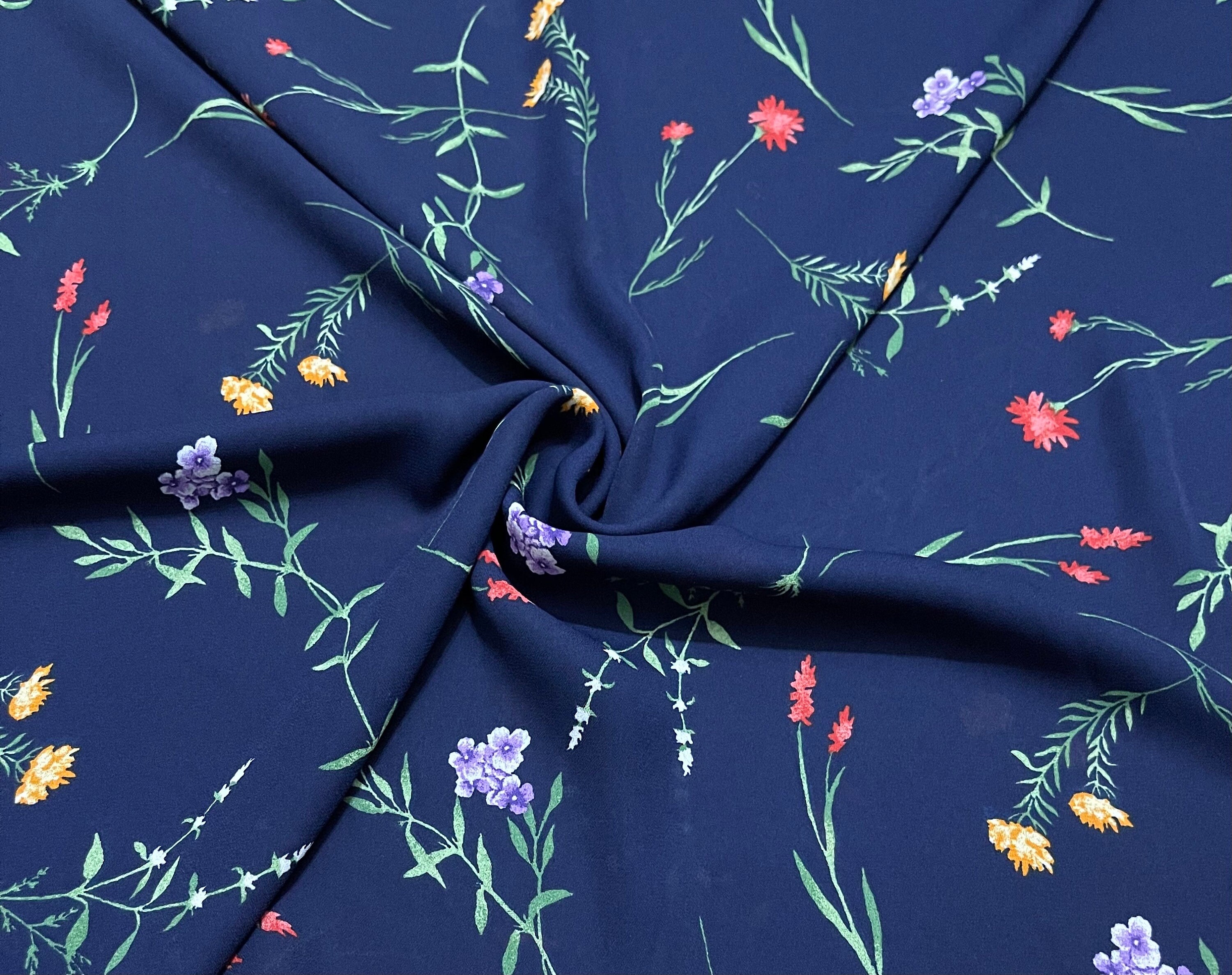 Polyester Georgette Fabric Floral Print 2 Yards - Etsy