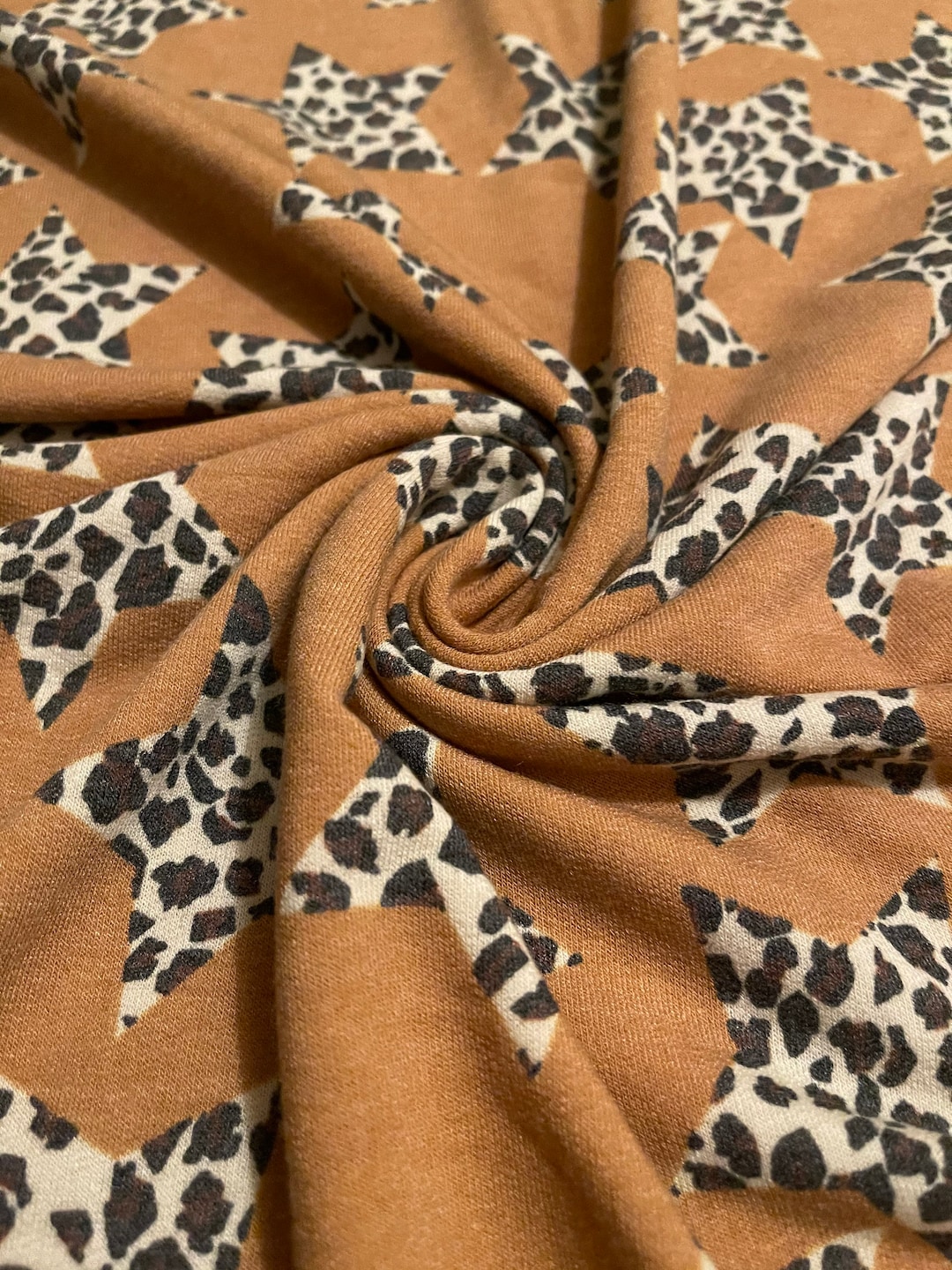 French Terry Knit Stars Cheetah Pattern 1 Yard - Etsy