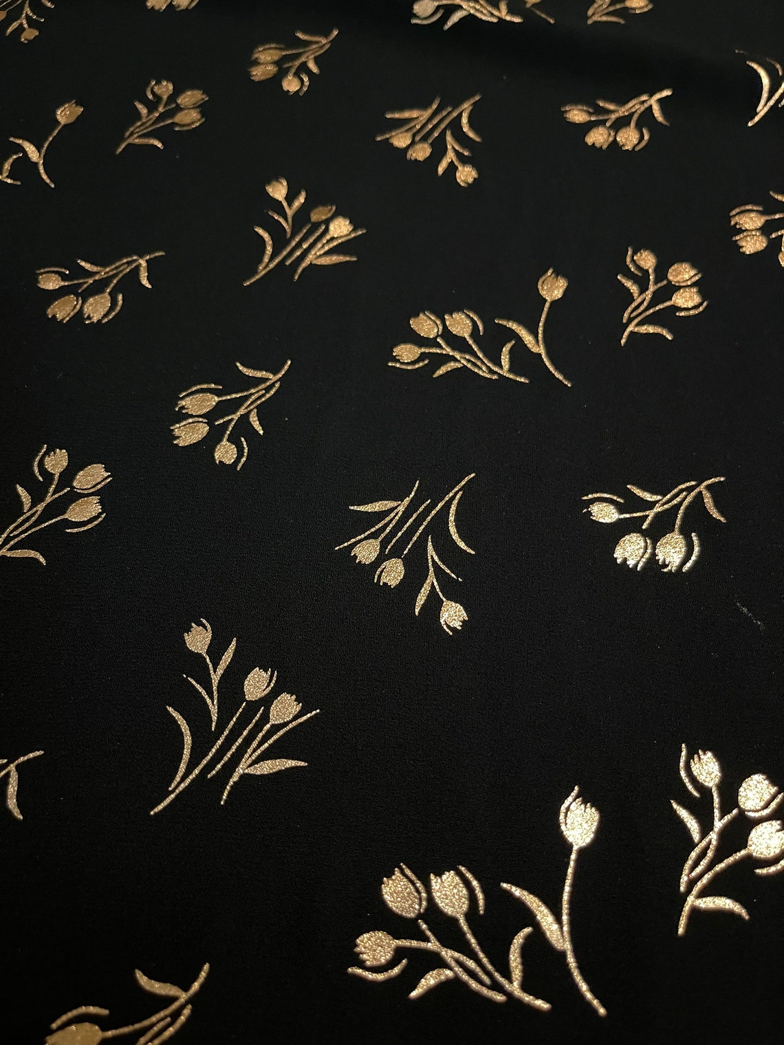 Wool Dobby Fabric Gold Foil Floral Pattern | Etsy