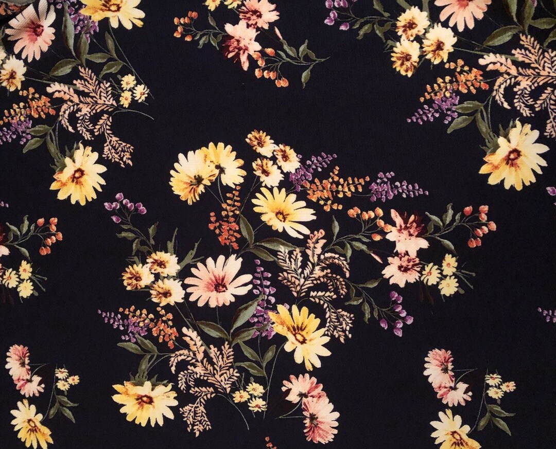 Stretch Liverpool Knit Fabric Floral Pattern 1-7/8 Yard - Etsy
