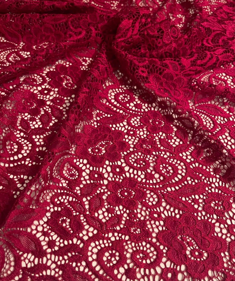 Stretch Lace Fabric Floral Scalloped Pattern 1 Yard - Etsy