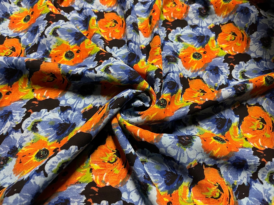 Wool Dobby Fabric Floral Print 2 Yards - Etsy