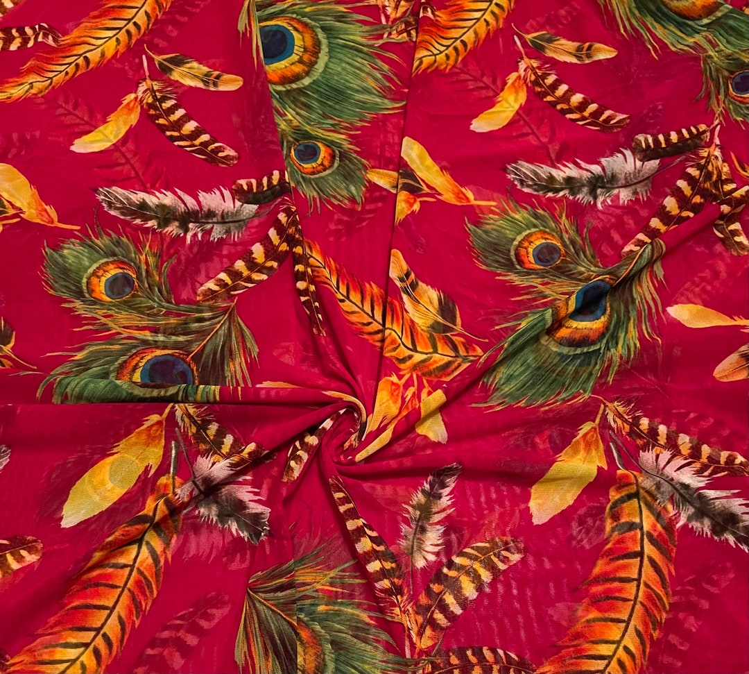 Stretch Mesh Fabric Multi Color Feathers Pattern 2-1/4 Yards - Etsy