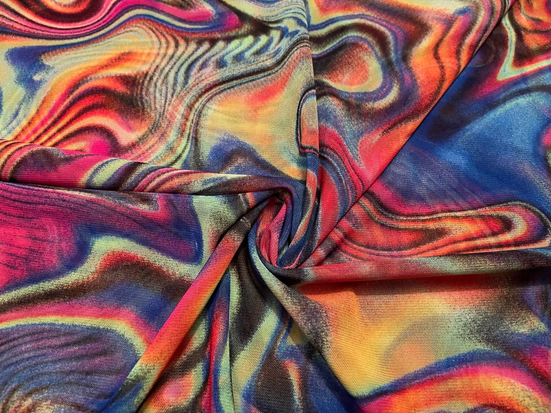 Stretch Mesh Fabric Multi Color Swirl Pattern 2 Yards - Etsy