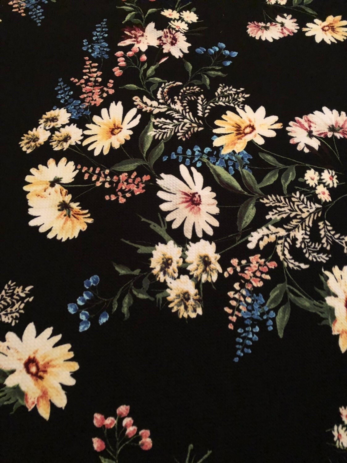 Stretch Liverpool Knit Fabric Floral Pattern 1 Yard | Etsy