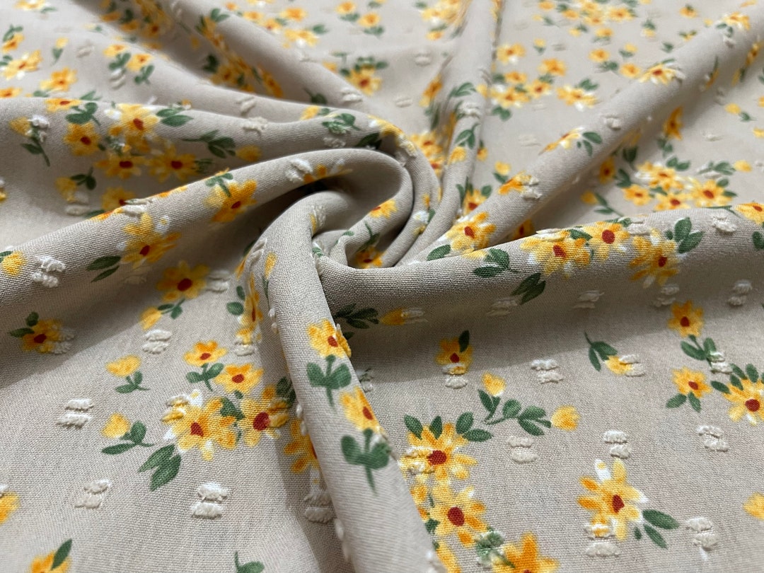 Polyester Woven Swiss Dotted Fabric Floral Print 2 Yards - Etsy