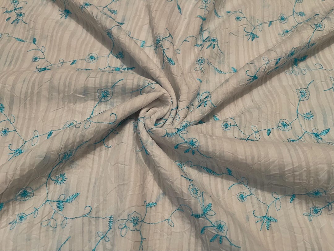 Embroidered Gauze Fabric Floral Leaves Pattern 2 Yards. SALE - Etsy