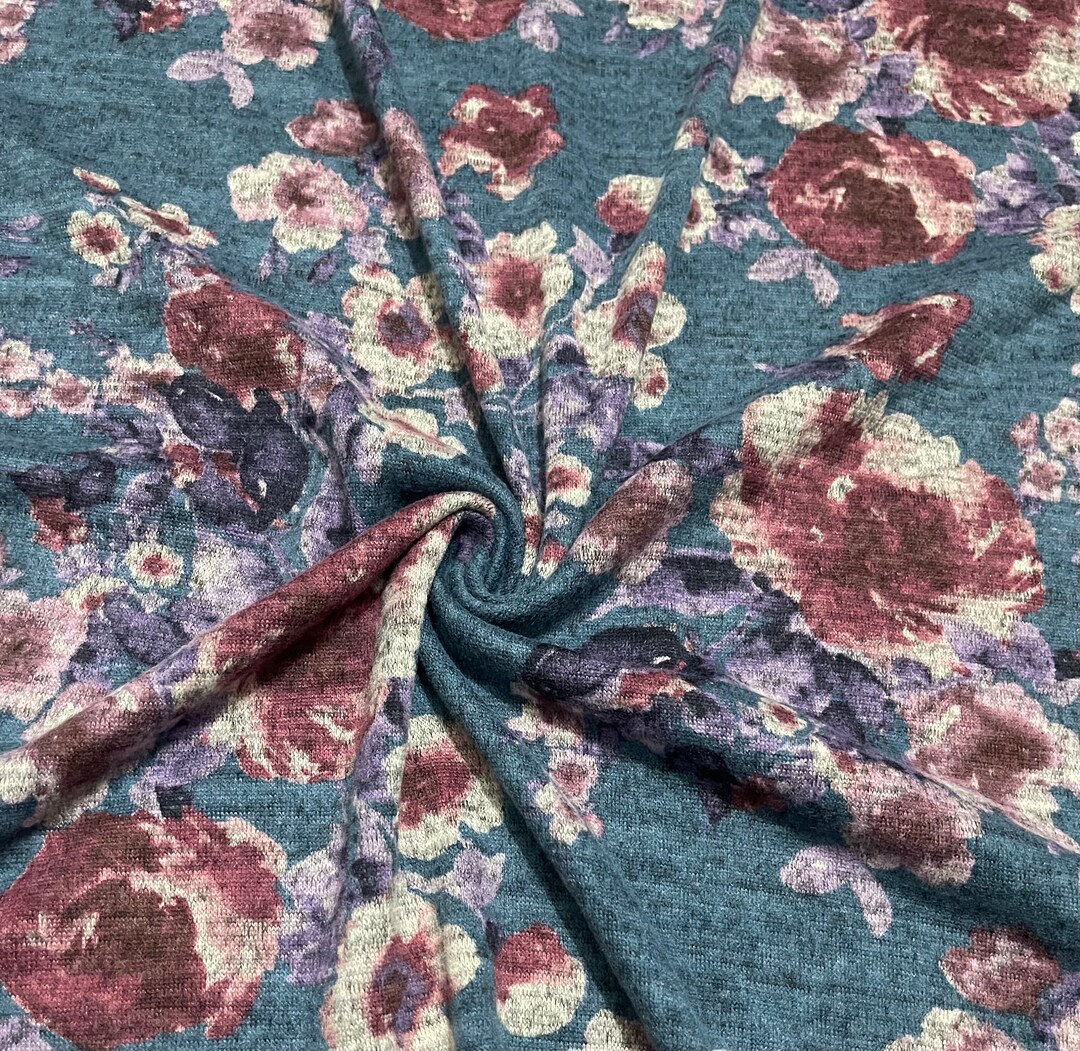 Soft Brushed Knit Hacci Fabric Floral Pattern 1-1/4 Yard - Etsy
