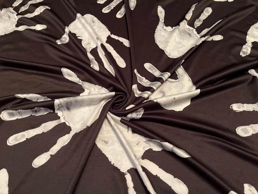 Stretch Polyester Knit Fabric Hand Print 1 Yard - Etsy