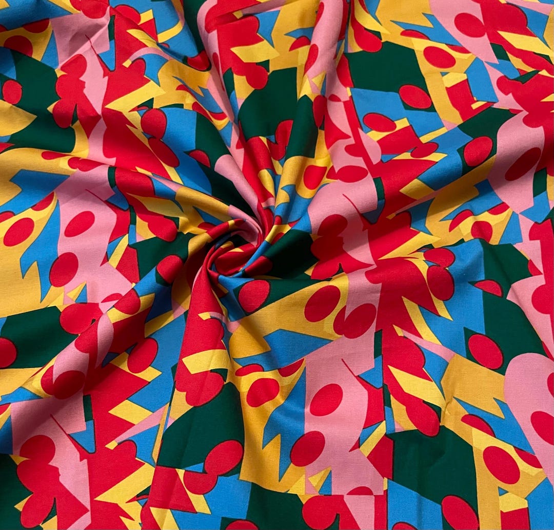 Stretch Poplin Fabric Geometric Abstract Print - Etsy