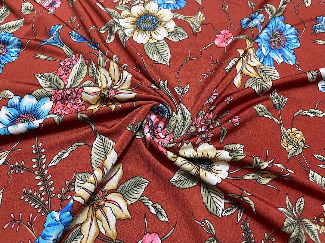 Stretch Polyester ITY Knit Fabric Floral Print 2 Yards - Etsy