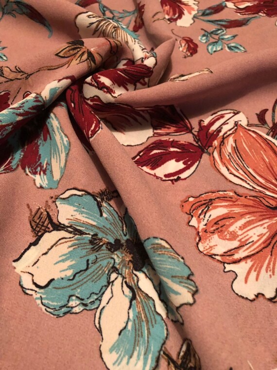 Wool Dobby Fabric Floral Print 2 Yards - Etsy