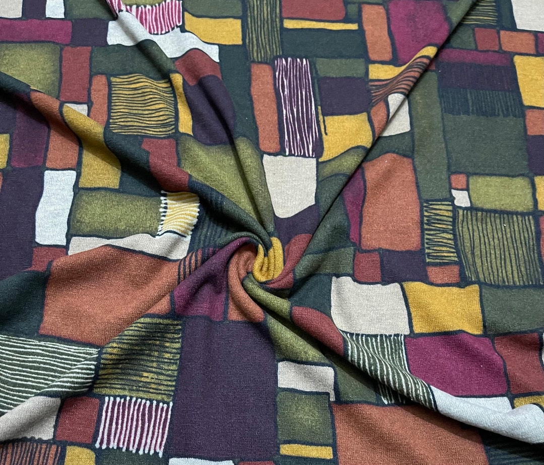 Soft Brushed Hacci Knit Fabric Abstract Squares Pattern 1 Yard - Etsy